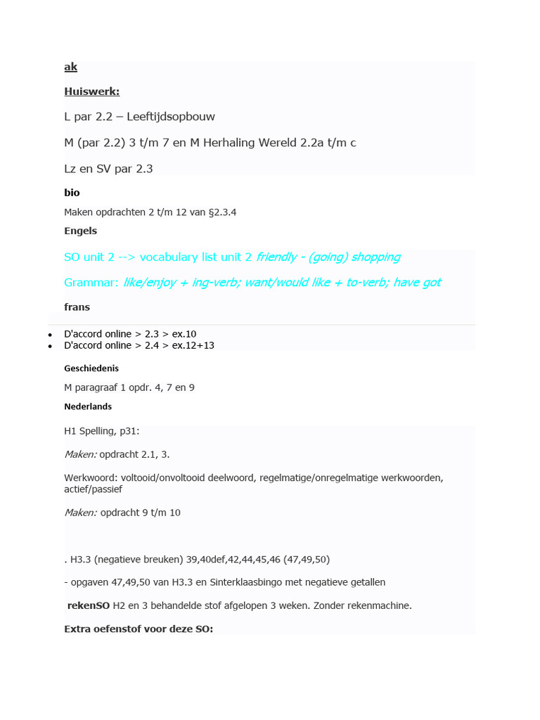 Studiewijzer Week 47 | PDF