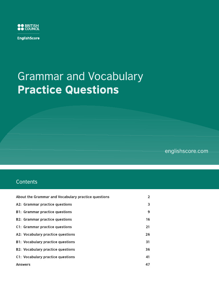 English Score Test Practice Answers | PDF | Career & Growth | Language ...