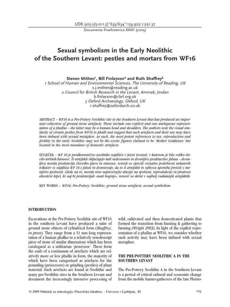 Mithen-Sexual Symbols in Early Neolithic Southern Levant, Documenta ...