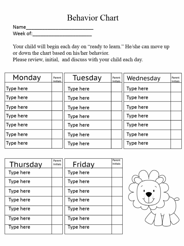 Behavior Chart Editable Parent Letter | PDF