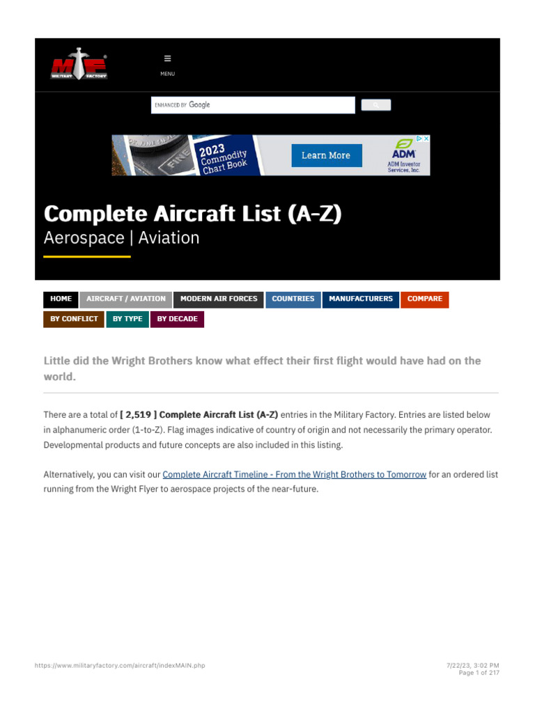 Complete Military Aircraft List | PDF | Transport | Vehicles