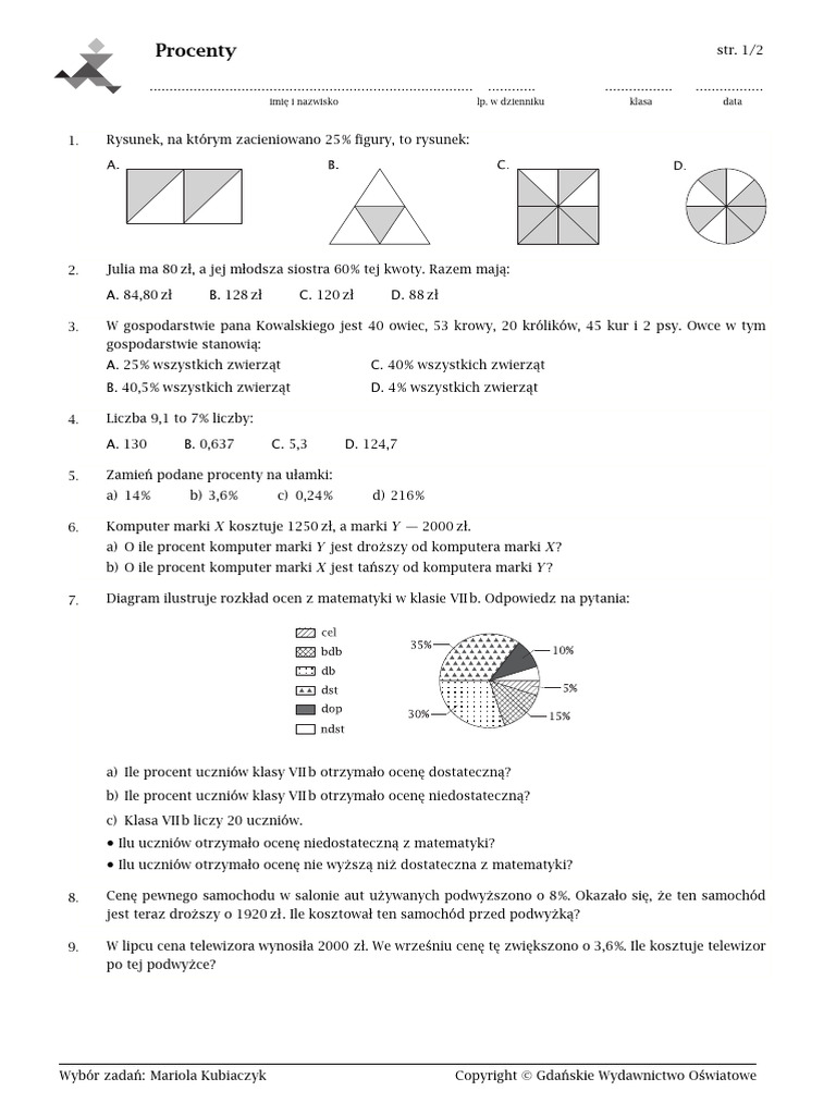 Procenty Powtórzenie Pdf
