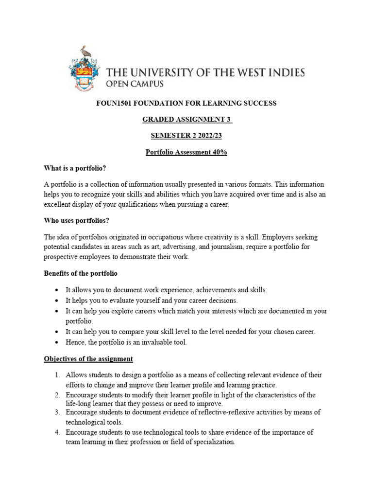 Reflective Portfolio for Learning Success | PDF | Learning ...