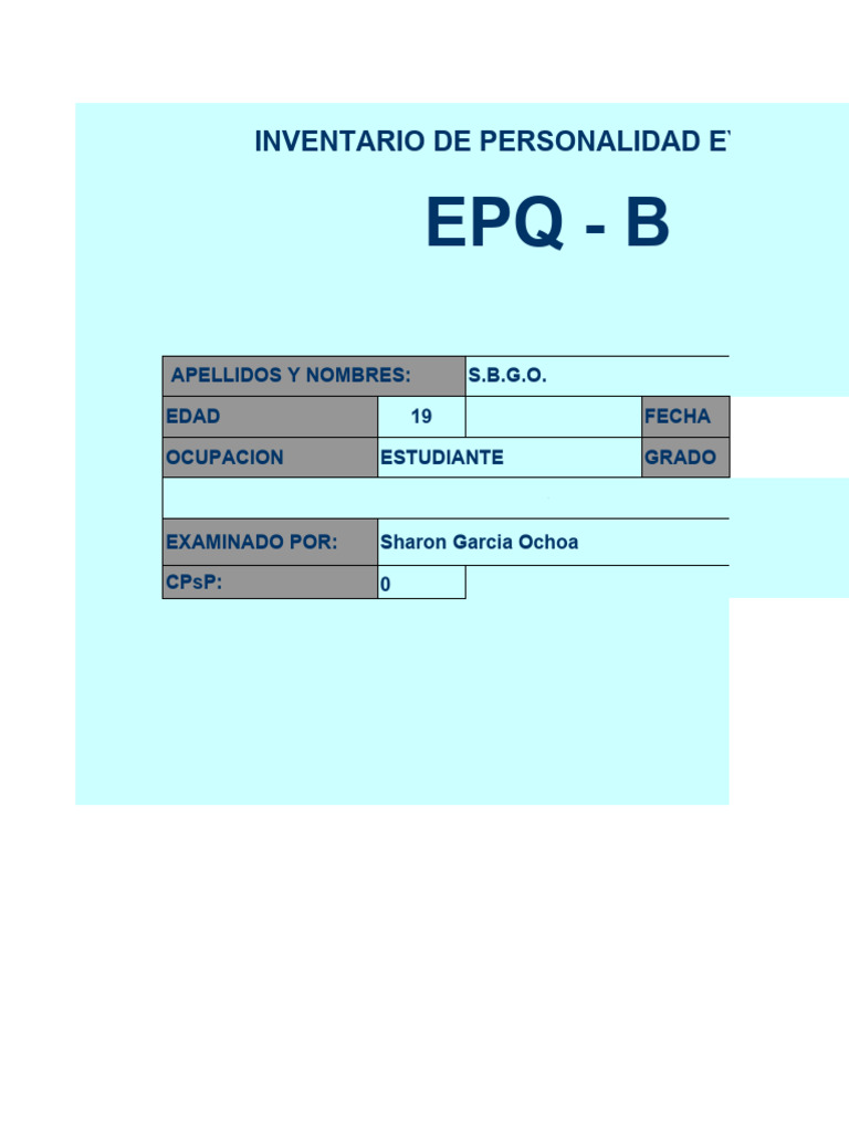 Evaluación de Personalidad EPQ-B | PDF