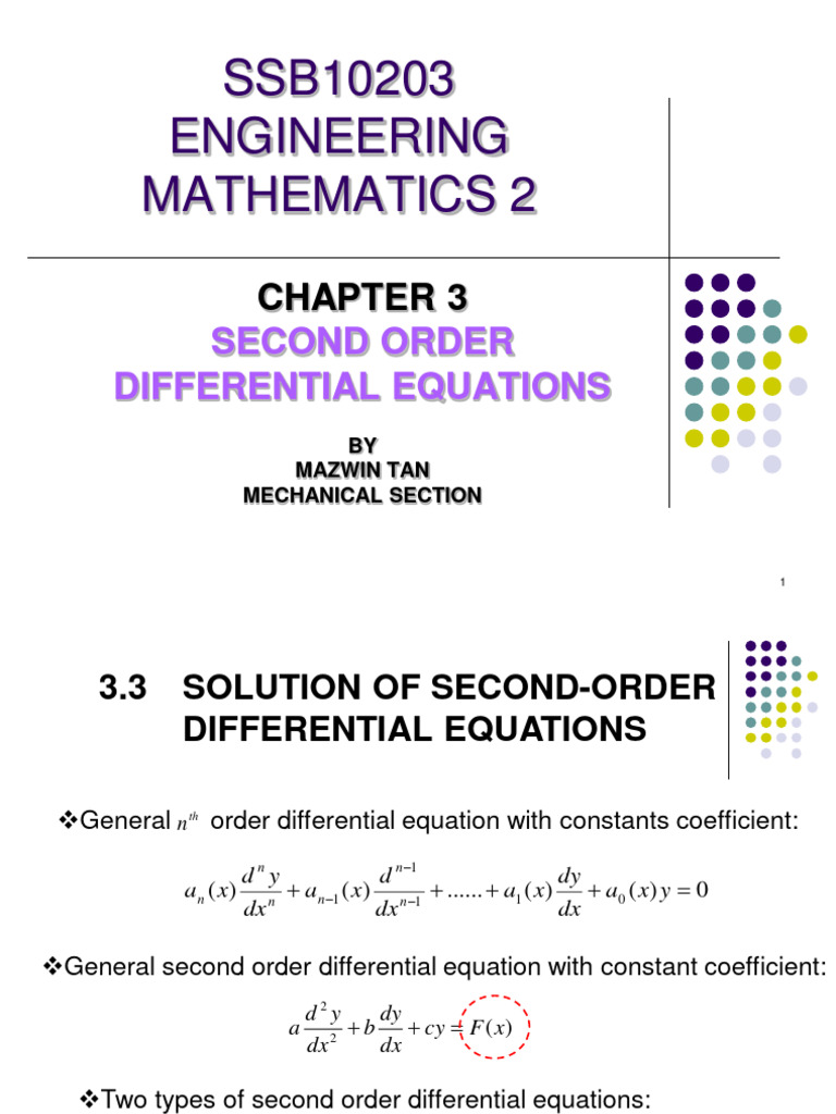 Chapter 3 - Second Order Differential Equation - PPT Note | PDF ...
