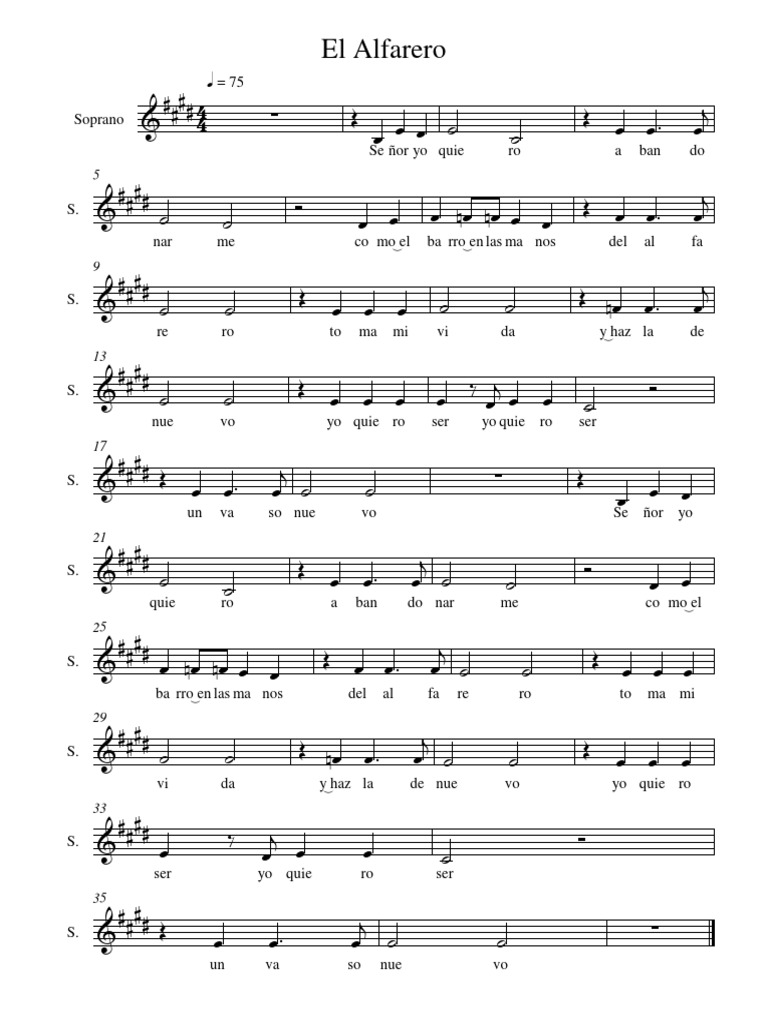 Letra de "El Alfarero" Soprano | PDF
