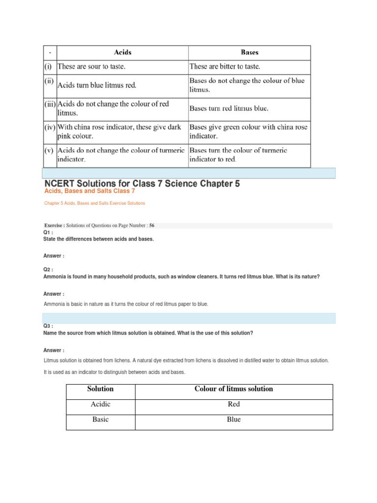 Acid Base Question Answer | PDF | Acid | Sodium Chloride