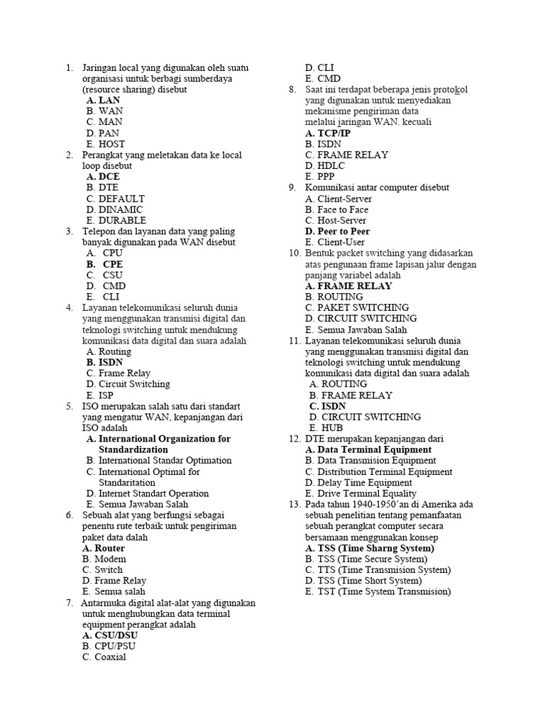 Kunci Jawaban Soal PTS WAN TKJ XII | PDF