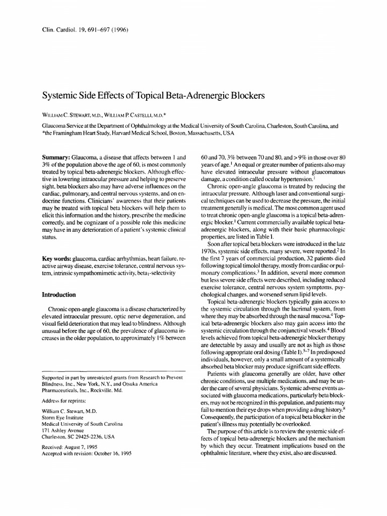 Clinical Cardiology - September 1996 - Stewart - Systemic Side Effects ...