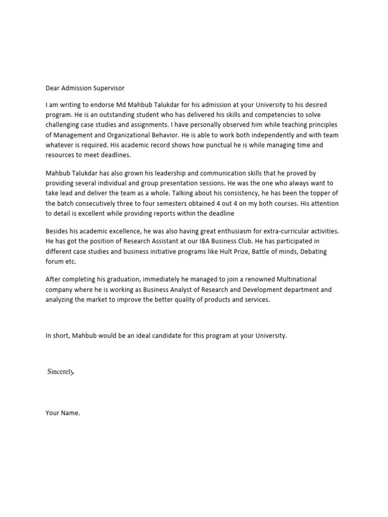 Recommendation Letter | PDF | Career & Growth | Business