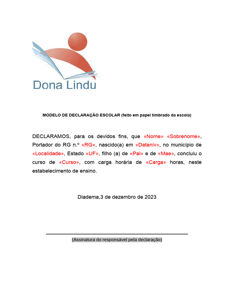 Modelo Declaracao | PDF
