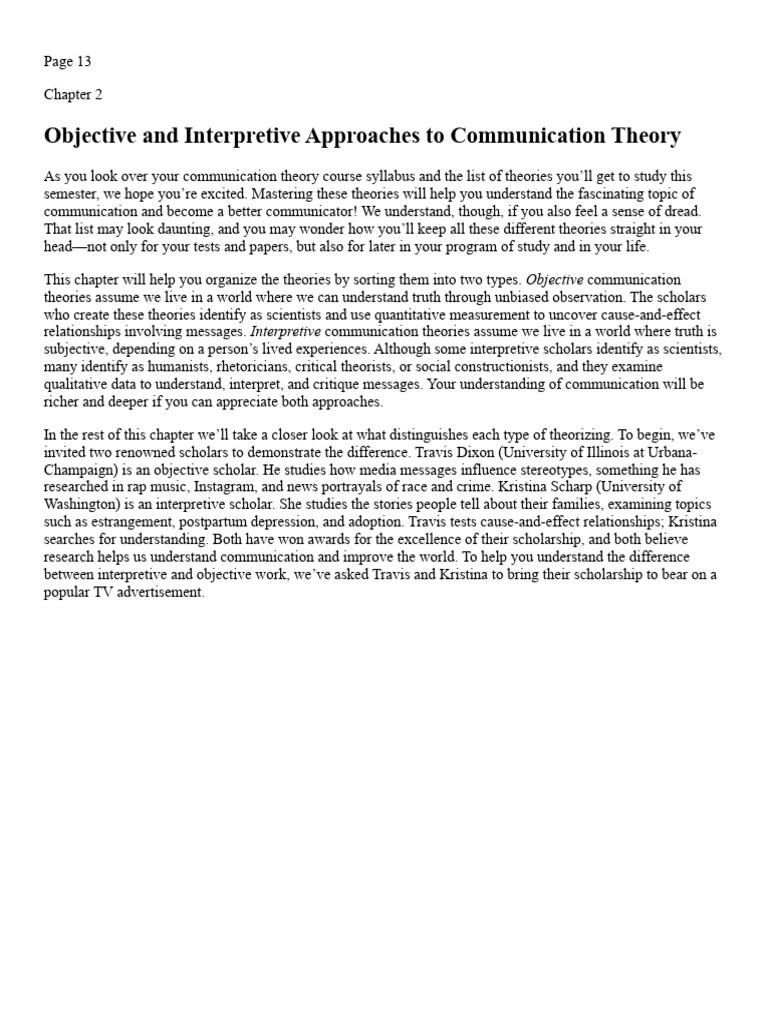 Cap02-Objective and Interpretive Approaches To Communication Theory ...