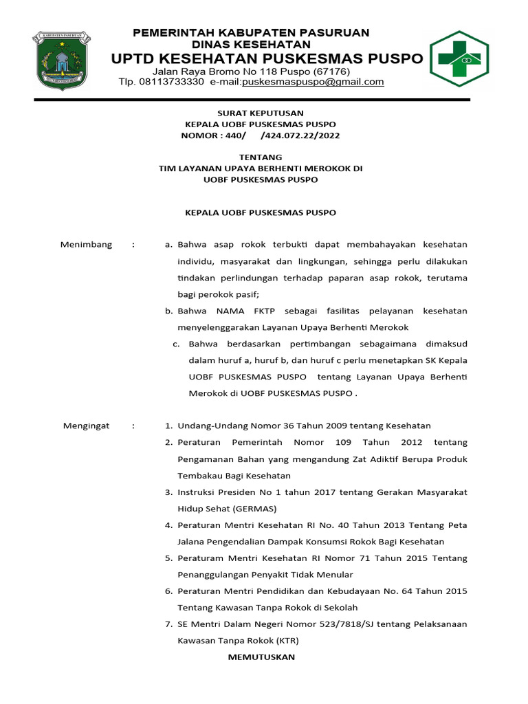 SK Ubm Puskesmas Puspo | PDF