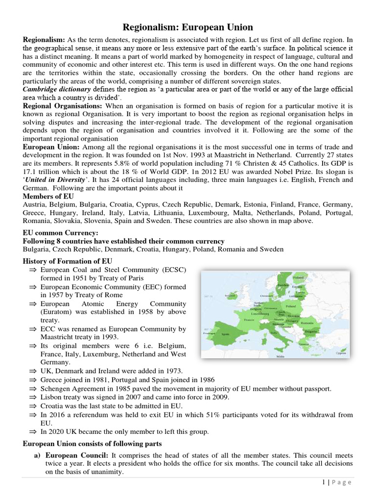 Regionalism - Eu | PDF | European Union | European Economic Community