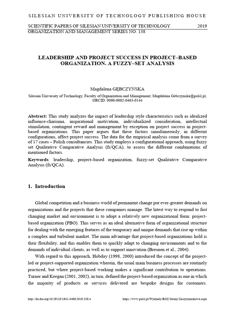 Leadership and Project Success in P | PDF | Leadership ...