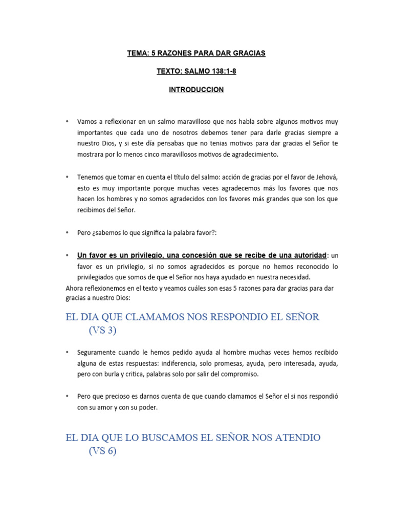 5 Razones para Dar Gracias A Dios | PDF | Salmos