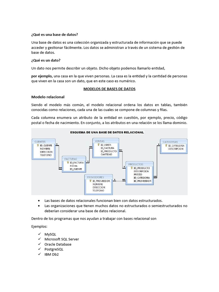 Modelos de Bases de Datos | PDF | Bases de datos | Base de datos relacional