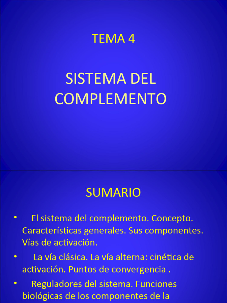 Tema 4 | PDF | Sistema complementario | Sistema inmune