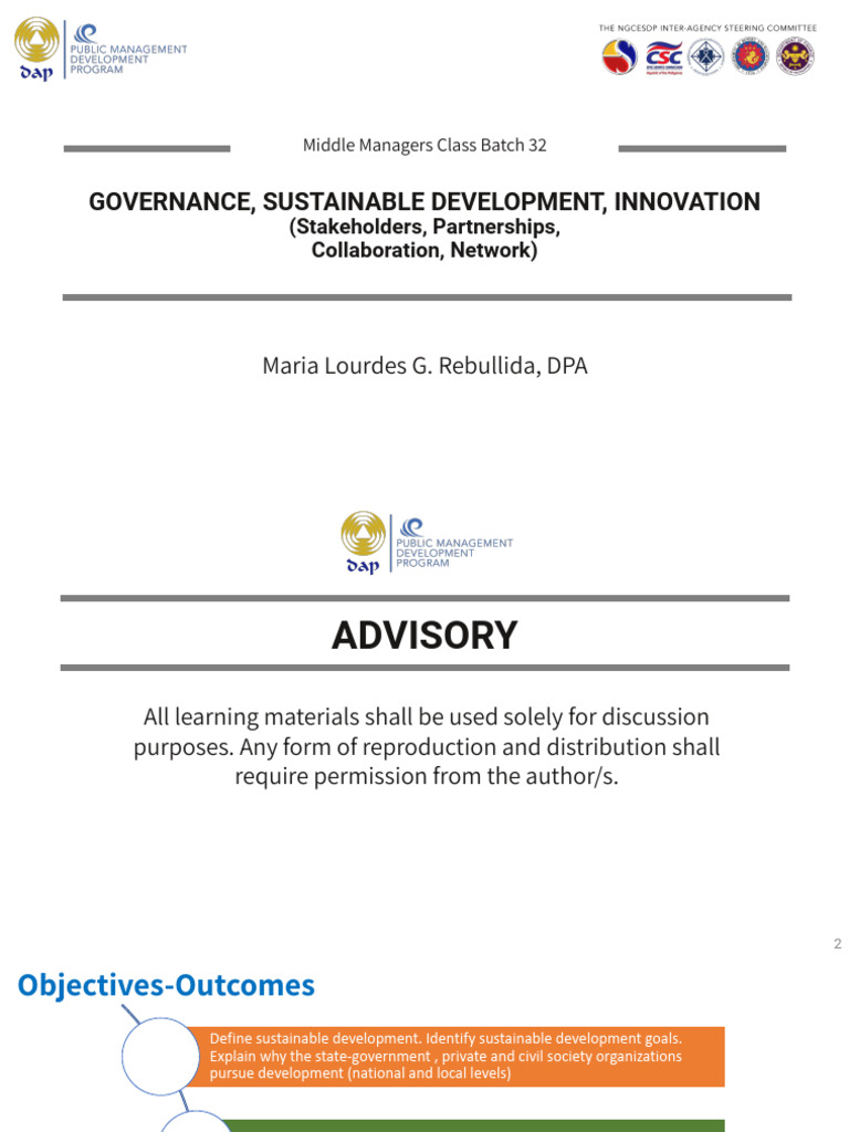 MMC 32 PGAS Governance Sustainable Development Innovation by Dr. Maria ...