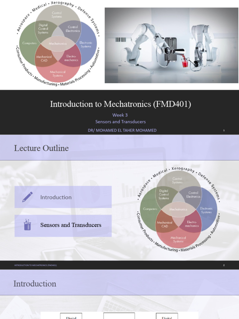 Introduction To Mechatronics FMD401 Week 3 | PDF | Pressure Measurement | Sensor