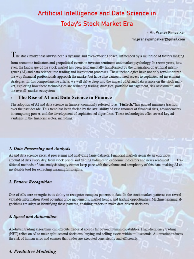 Article On AI-DS in Stock Market Era-Compressed - Pranav Pimpalkar | PDF Article On AI-DS in Stock Market Era-Compressed - Pranav Pimpalkar | PDF
