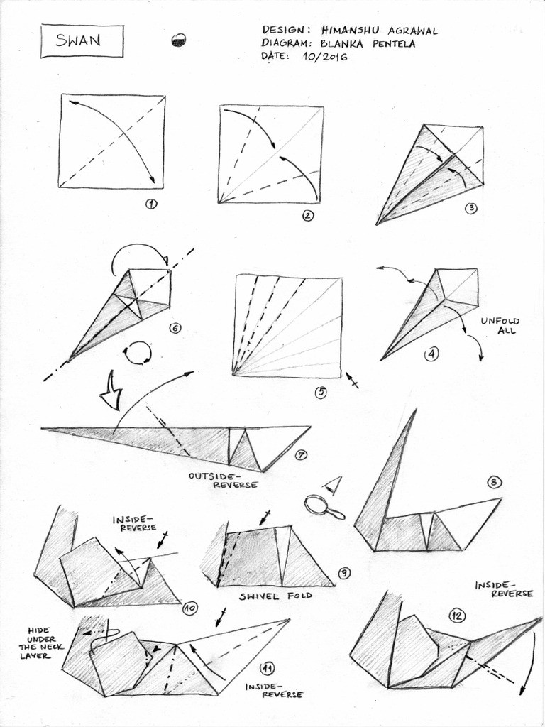 Origami Swan Himanshu Mumbai India Diagram Blanka Pentela | PDF