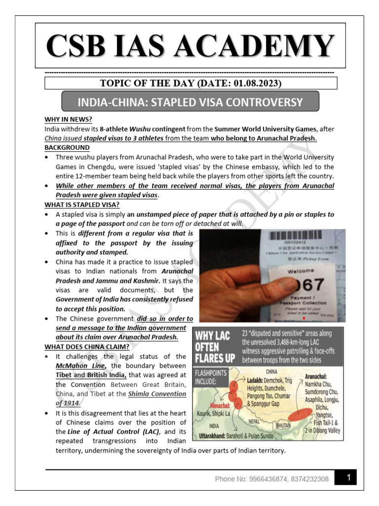 India-China Stapled Visa Dispute | PDF | Travel Visa | Global Politics