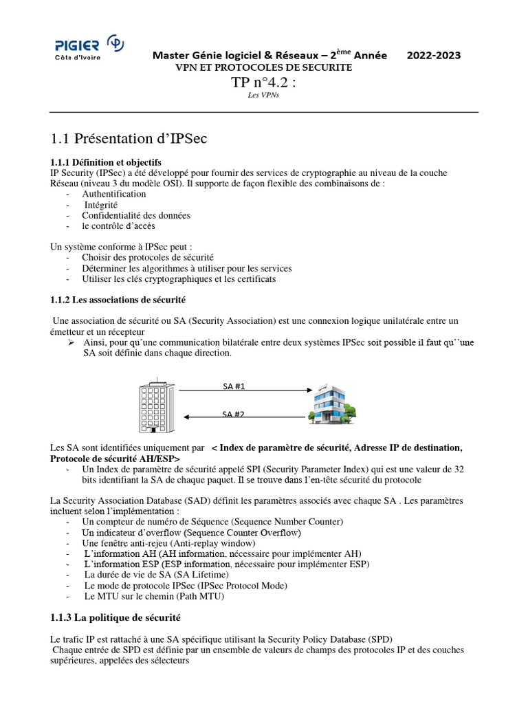 TP4 Security IPsec 2022 23 | PDF | Protocoles Internet | Cybercriminalité