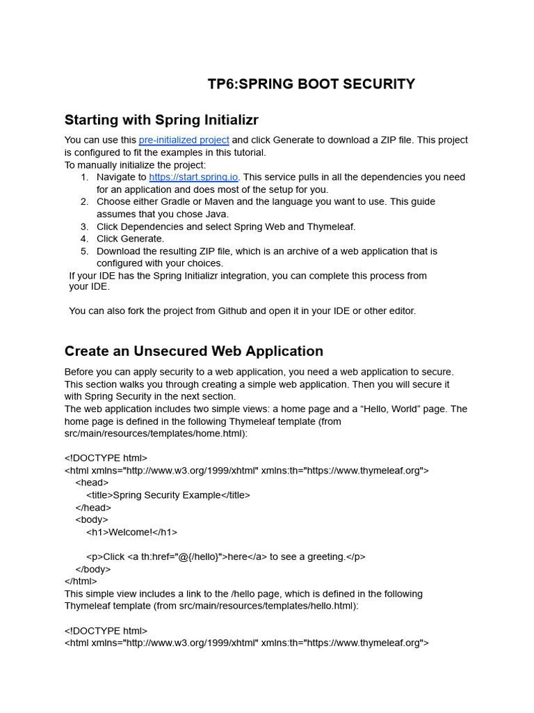 TP6 - Spring Boot Security | PDF | Login | User (Computing)