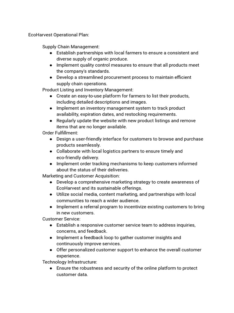 Operation Plan | PDF | Supply Chain | Employee Retention