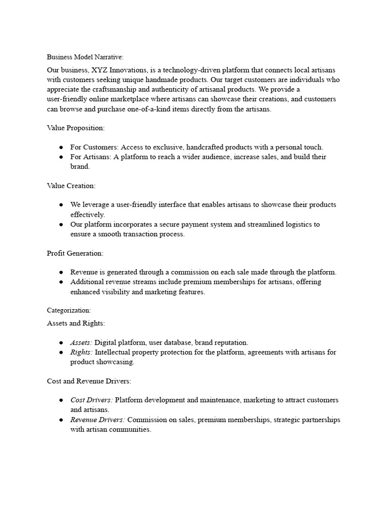 Business Model Narrative | PDF | Business Model | Subscription Business ...