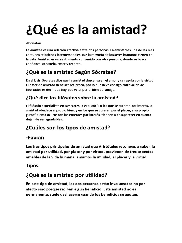 Qué Es La Amistad | PDF