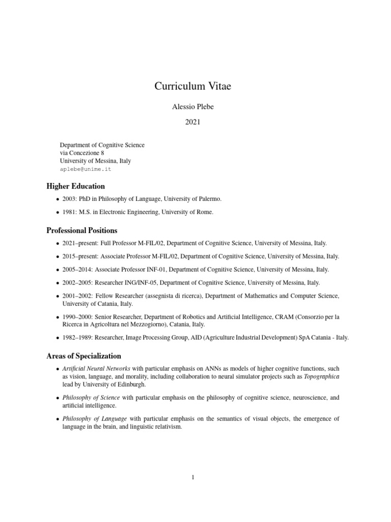 Curriculum Plebe Per L 19-20 0 | PDF | Cognitive Science | Cognition