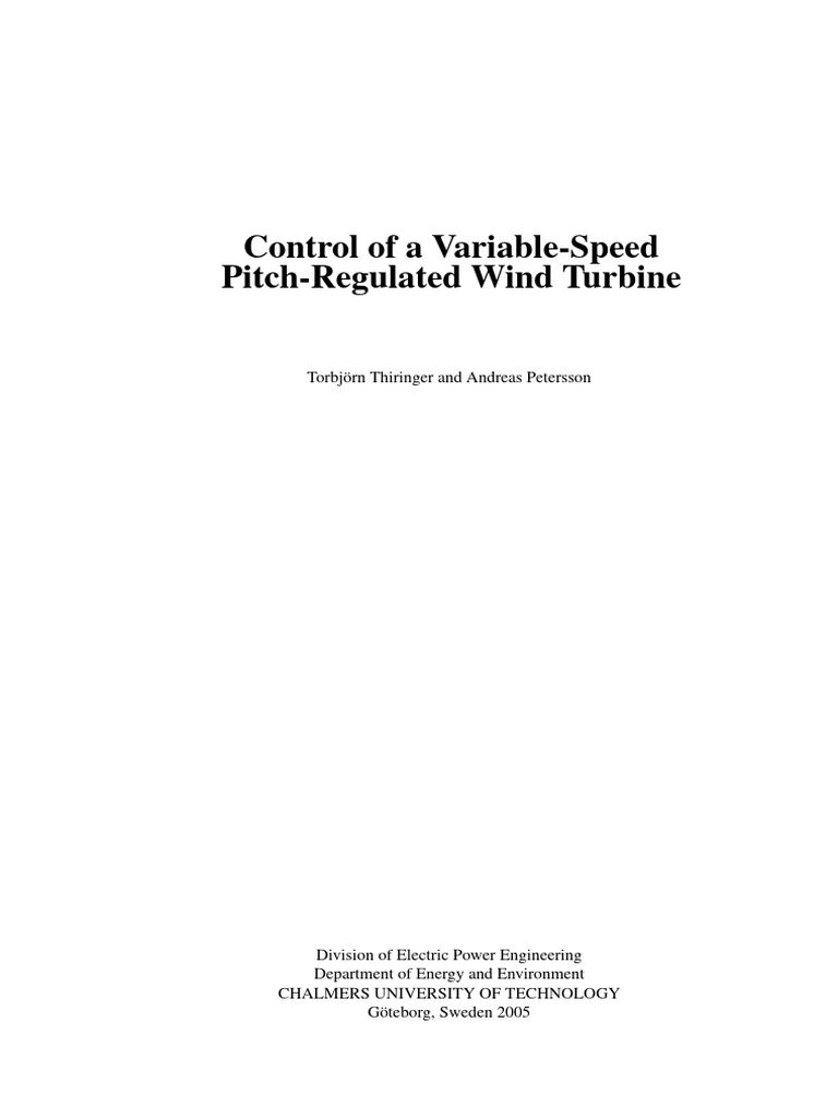 (2005) .Control - Of.a.variable Speed - Pitch Regulated - Wind.turbine | Download Free PDF ...