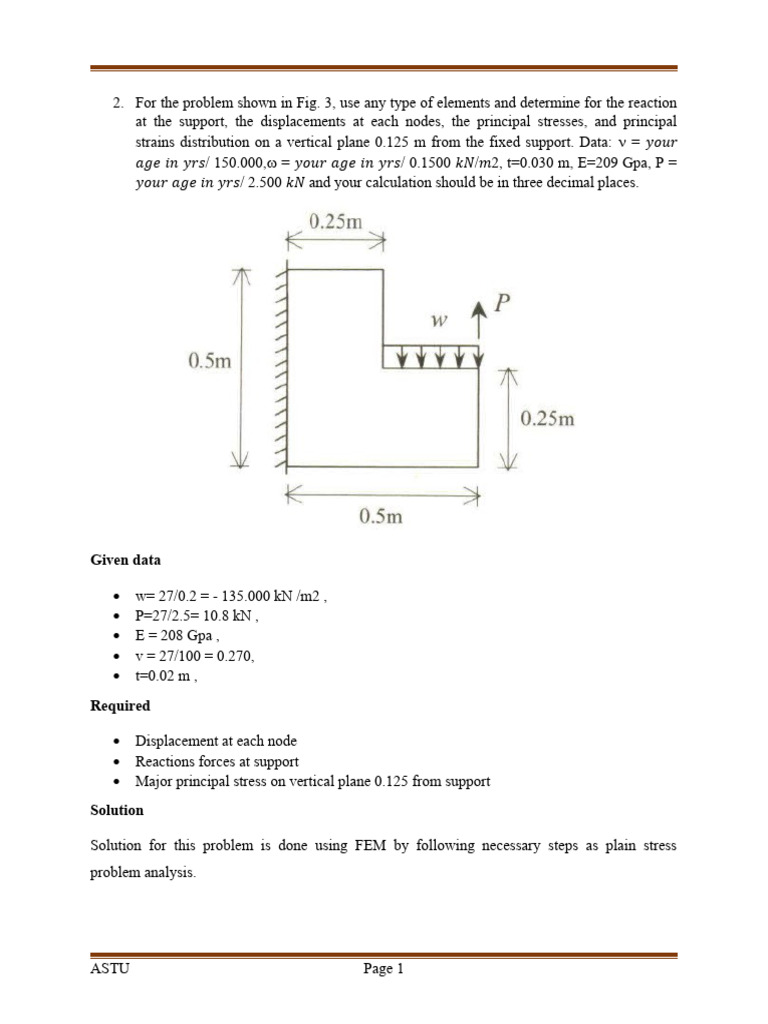 Computational Assignment Pdf Finite Element Method Linear Elasticity