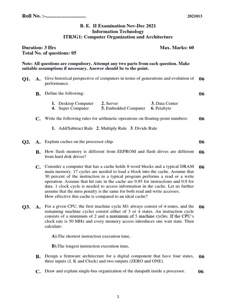 Itr3g1 - Coa | Download Free PDF | Central Processing Unit | Cpu Cache