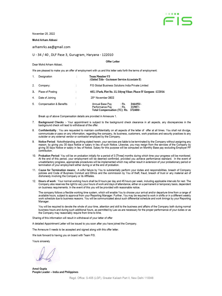 Offer Letter | PDF | Insurance | Life Insurance