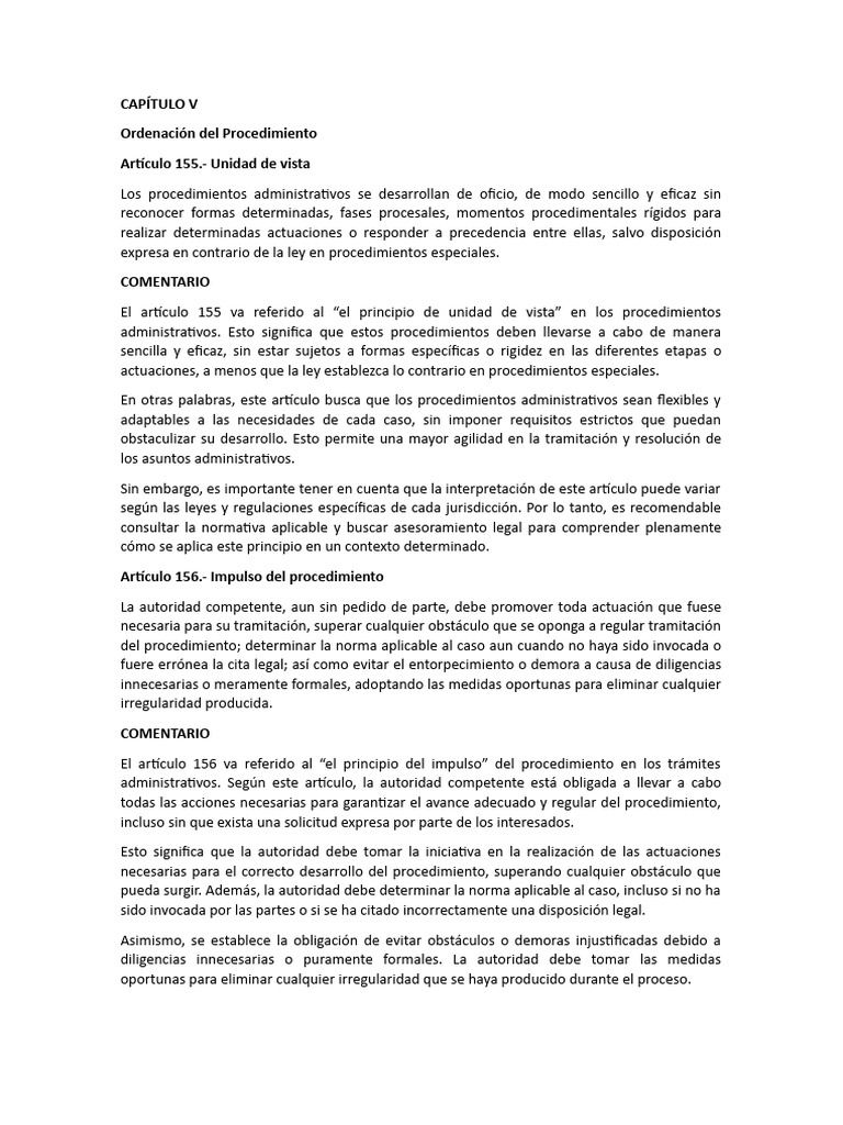 Capítulo V Ordenación Del Procedimiento Artículo 155.-Unidad de Vista ...