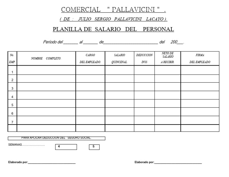Planilla Modelo. | PDF