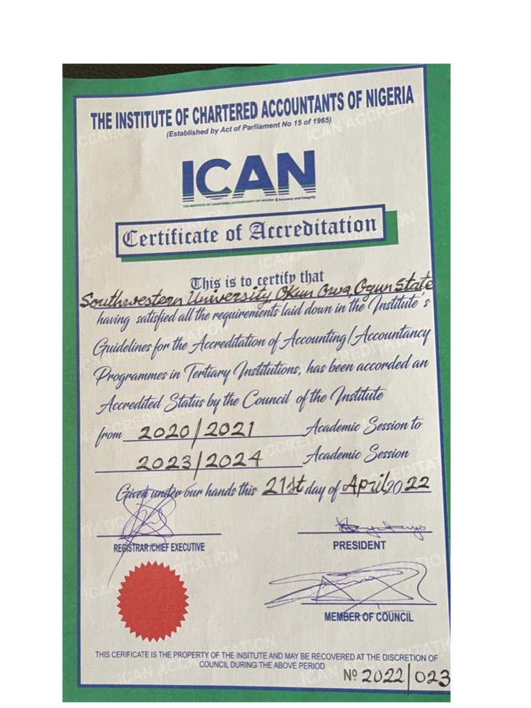 Ican Certificate of Accreditation | PDF