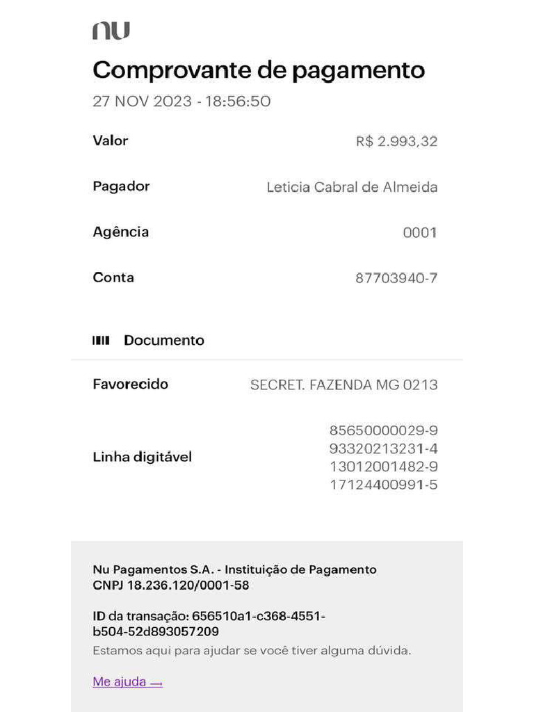 Comprovante de Pagamento ITCD | PDF