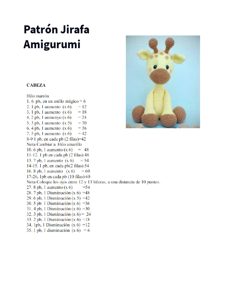 Patrón Jirafa Amigurumi | PDF