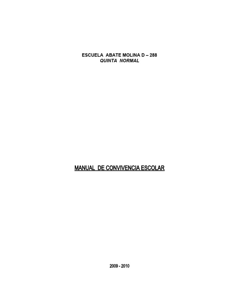 Manual De Convivencia Escolar 2009 Pdf Maestros Tolerancia