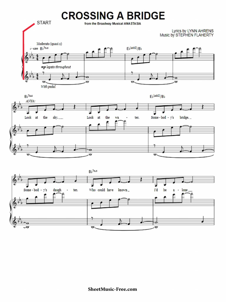 Crossing A Bridge Sheet Music Anastasia | PDF