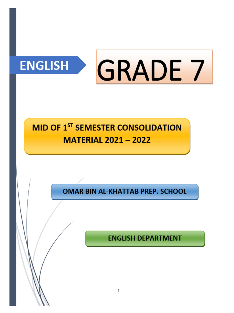 Grade 7 Mid-Term Revision 2021-2022 - Answers | PDF