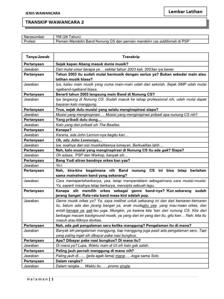 10.transkrip Wawancara 2 | PDF