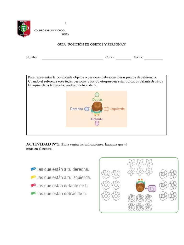 Posición de Objetos para Niños | PDF