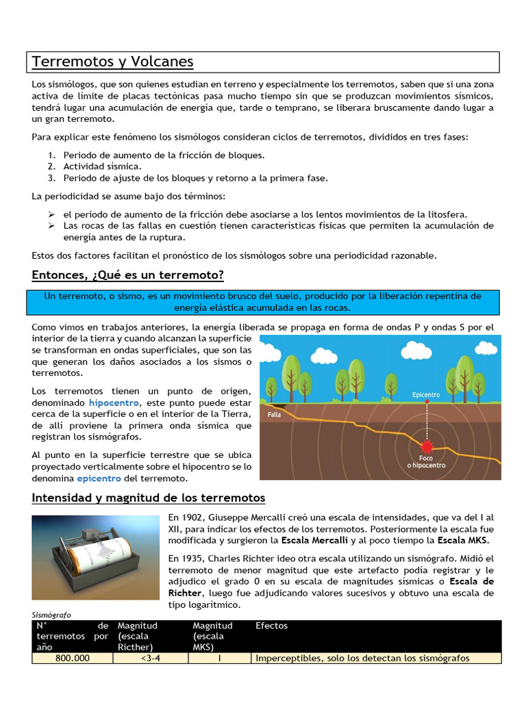 Terremotos y Volcanes | PDF | Temblores | Volcán