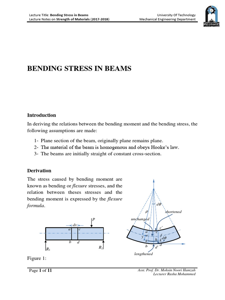 Bending Stress in Beams: Formula | PDF | Bending | Beam (Structure)