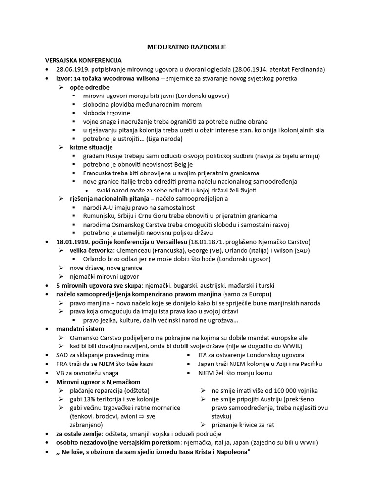 Skripta - Međuratno Razdoblje-1 | PDF